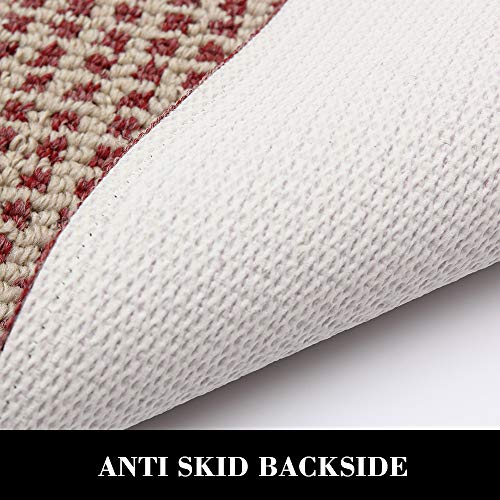 COSY HOMEER 28X18 Inch Washable Kitchen Rug Mats are Made of Polypropylene Square Rug Cushion Which is Anti Slippery and Stain Resistance,Red