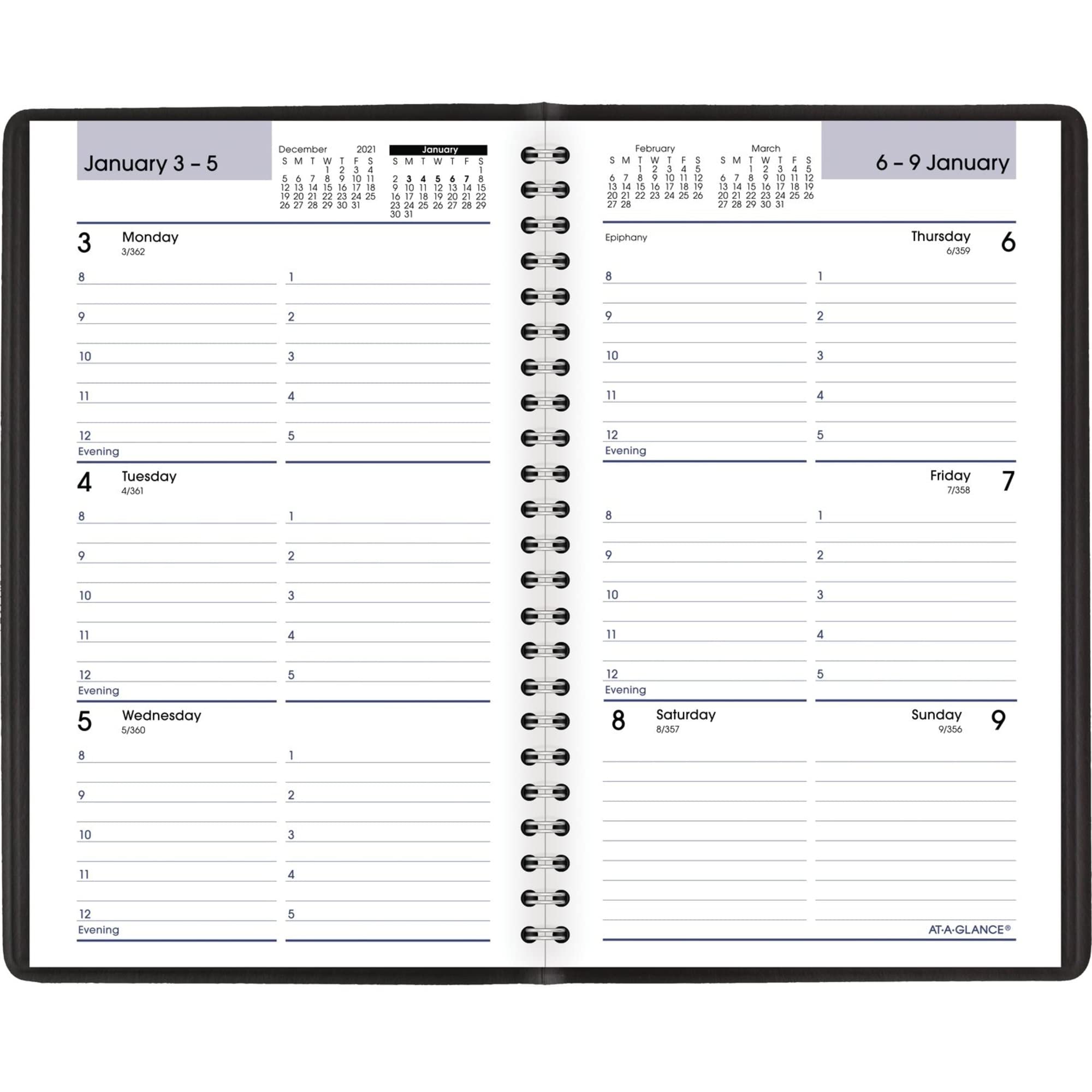 2022 Weekly Appointment Book & Planner by AT-A-GLANCE, 5" x 8", Small, DayMinder, Black (G20000)