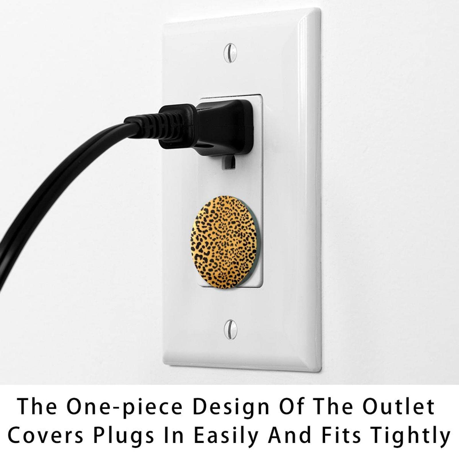 24 Pack Leopard Print Background Outlet Covers Baby Proofing Plug Covers