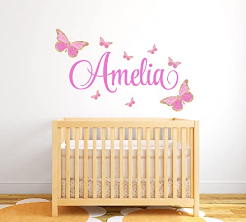 Butterfly Wall Decals - Custom Name Wall Decal β Baby Girl Wall Decor - Personalized Name Wall Decals for Girls β Kids Bedroom Nursery Decor - Butterflies Sticker