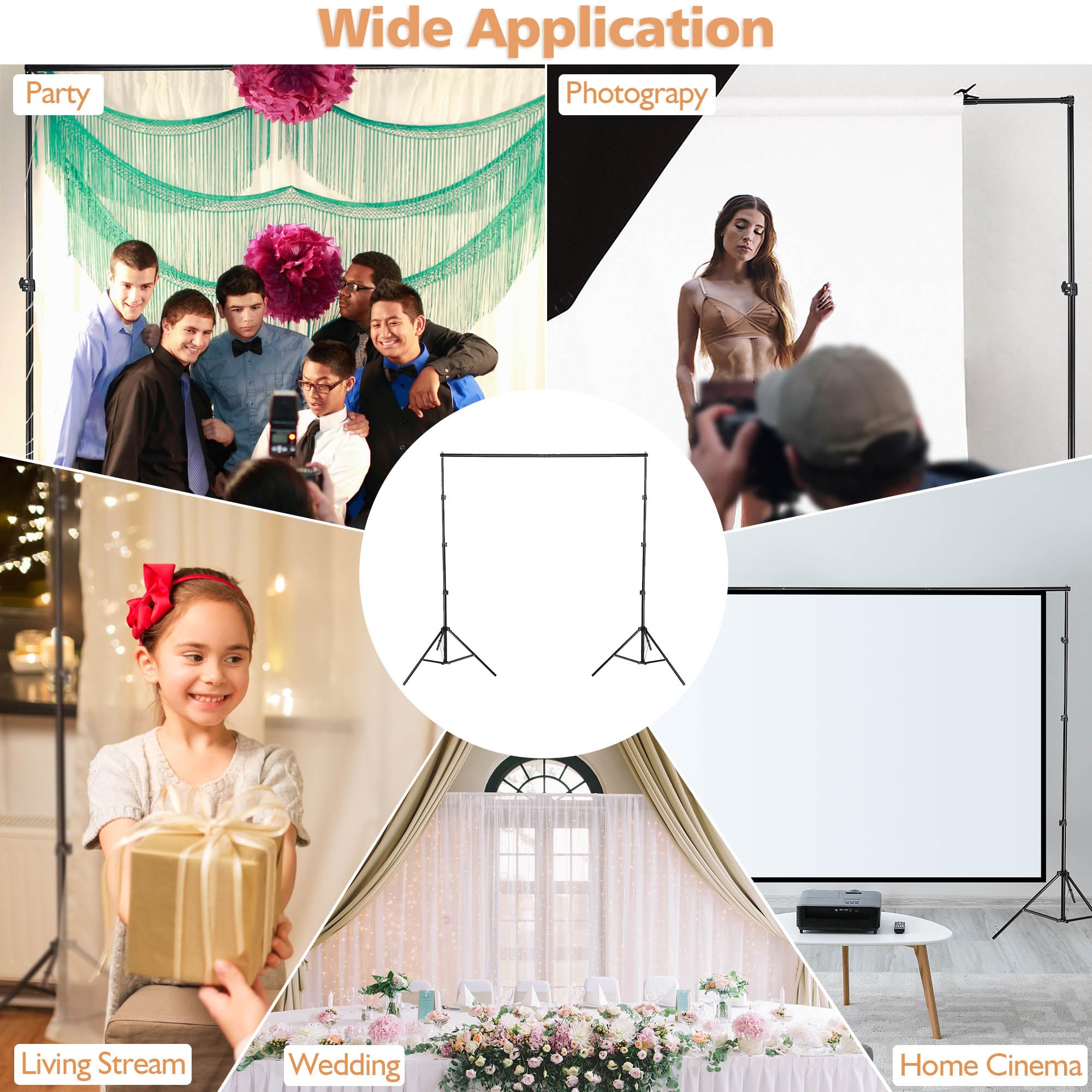 AW 8.5x10ft Backdrop Stand Support System with 4X Clamps 2X Clips 2X Sand Bags 1x Carry Bag for Parties Events Photography