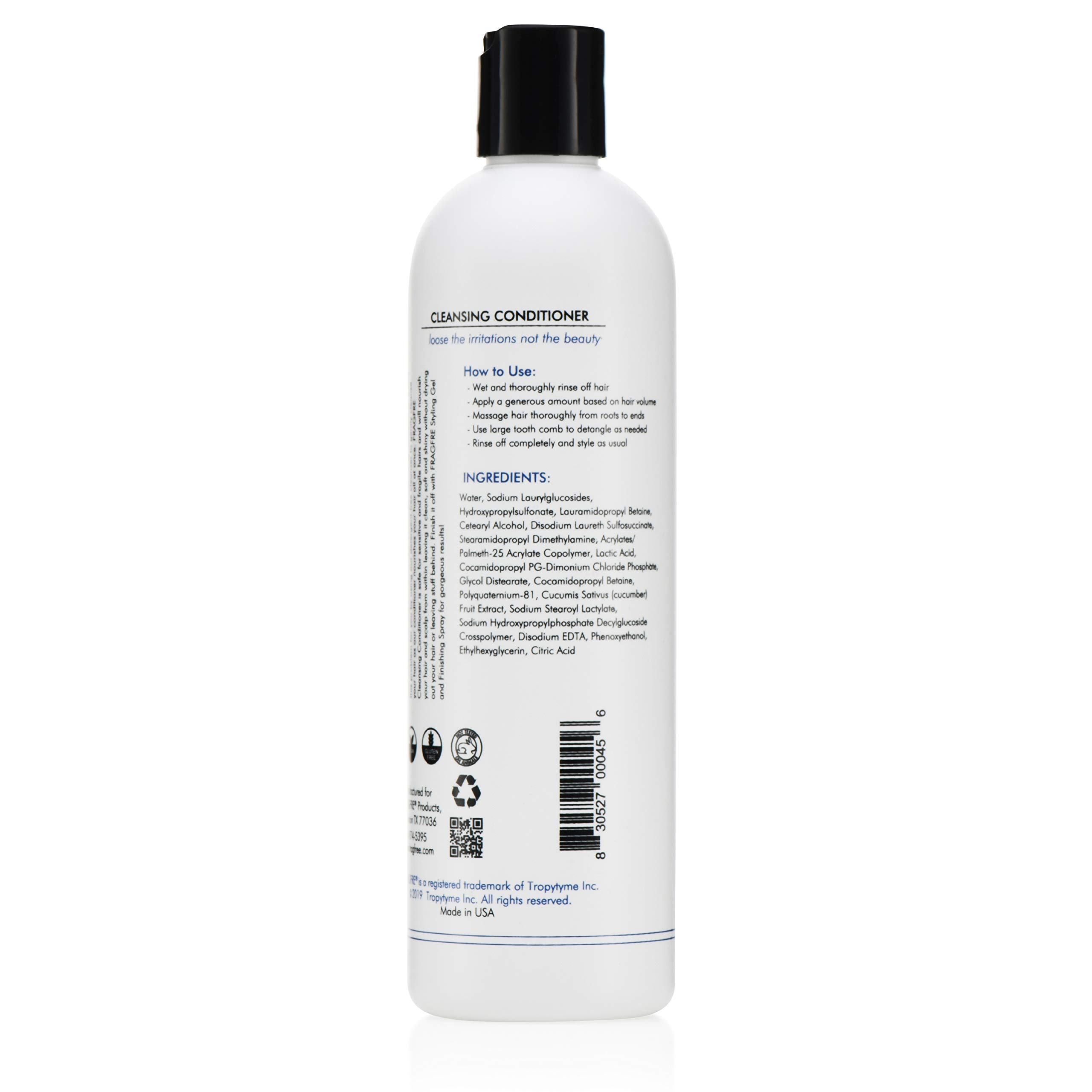 FRAGFRE Cleansing Conditioner for Fine Fragile and Treated Hairs 12 oz - Co-Wash for Sensitive Scalps - No Fragrance No Sulfate No Parabens - Hypoallergenic Vegan Co-wash (1 Pack)