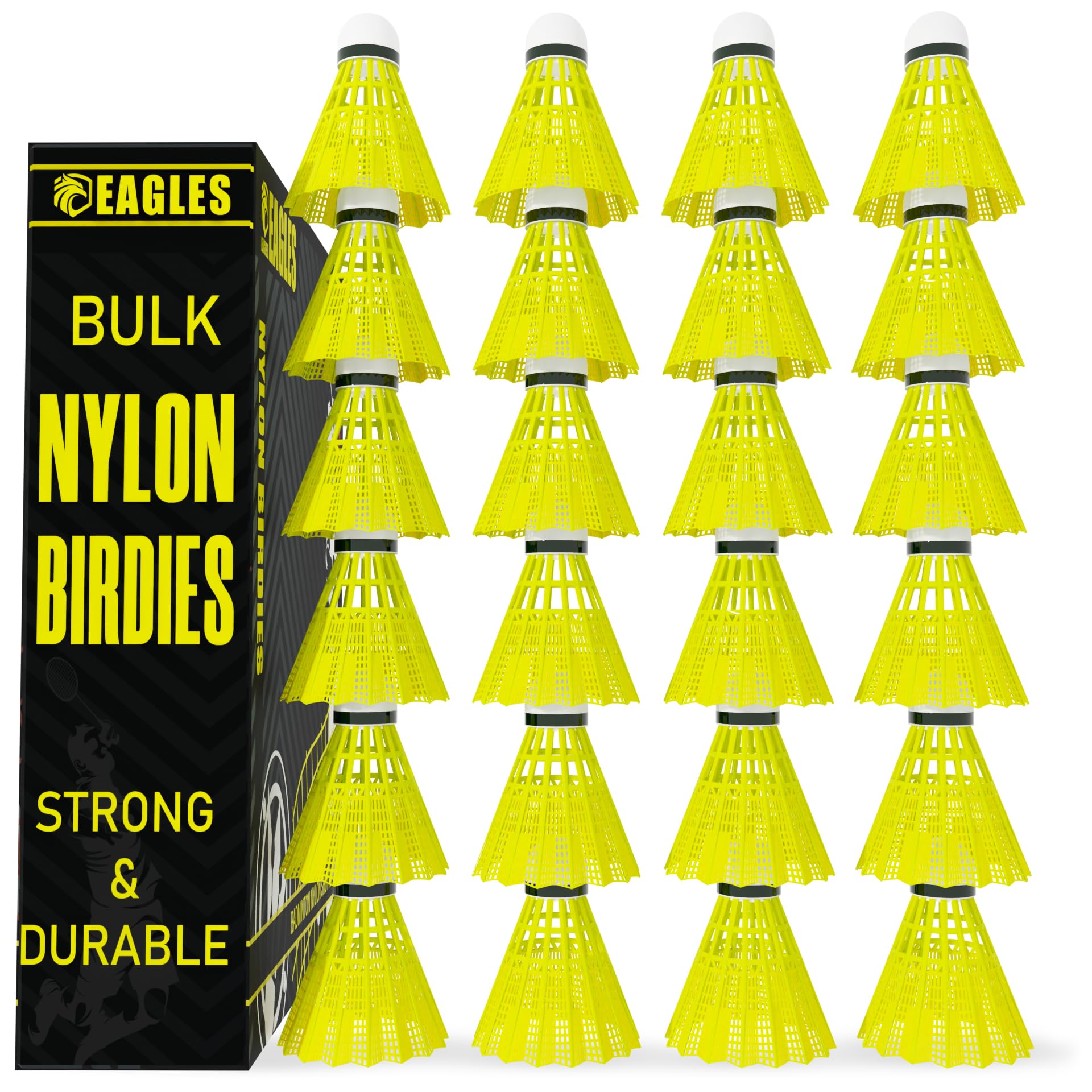 24 Pack Nylon Badminton Birdies - Bedminton Shuttlecocks for Baseball/Softball Batting Training - Birdie Ball for Indoor and Outdoor Matches ~ Highly Stable & Durable Shuttle Balls (24 PACK WHITE)