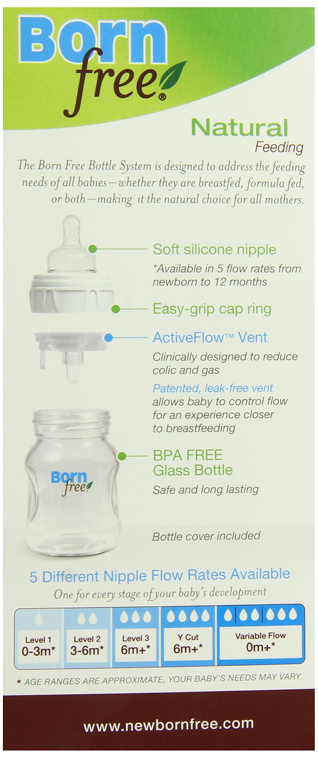 Born Free, Bottle Glass Wide Neck 5 Ounce