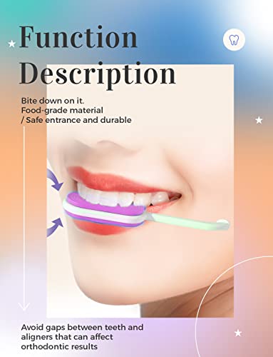 2 in 1 Aligner Removal Tool & Chewies for Invisalign Braces, Trays, Compatible with Aligners, Retainers, Dentures with Brush- 2 Pack & 2 Replacement,Purple