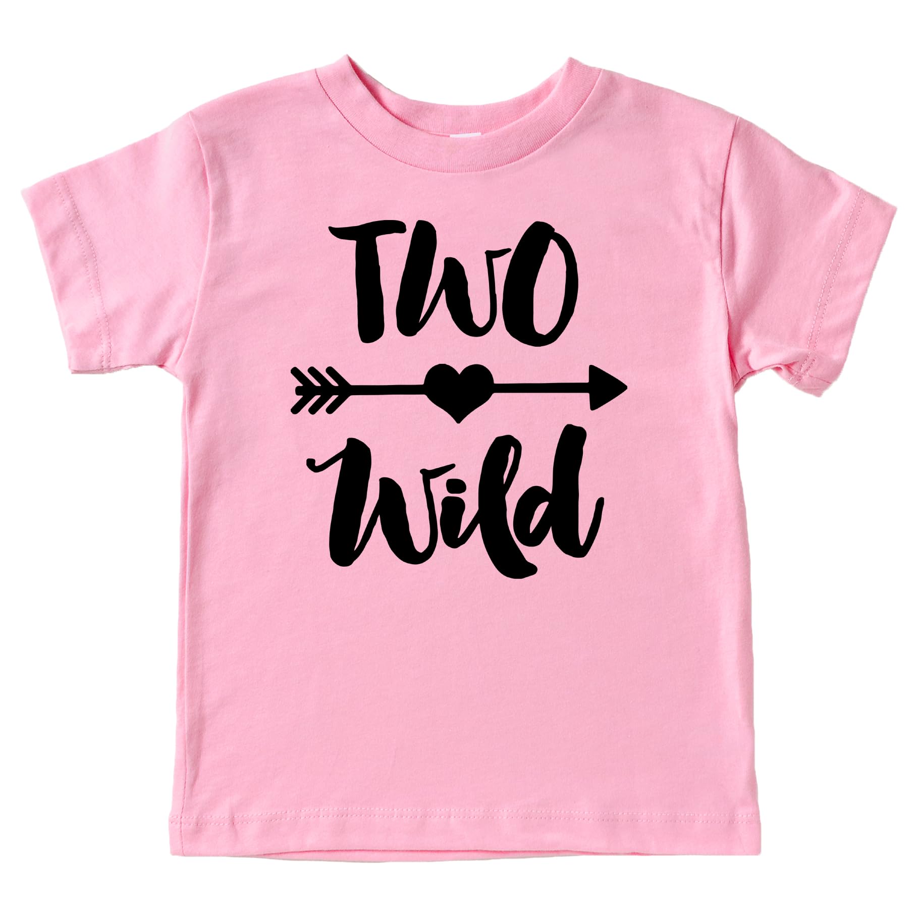 Olive Loves Apple Two Wild 2nd Birthday Girls Shirt for Toddler Girls Second Birthday Outfit Black on Pink Shirt 2T