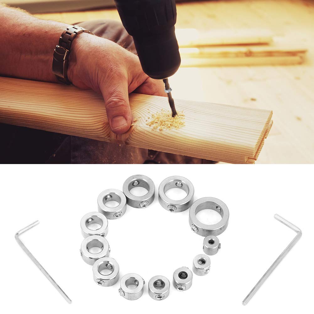 Drilling Limit Ring, Depth Stop Collar, Lightweight 12pcs Stainless Steel for High Carbon Steel Drills Drilling Limit