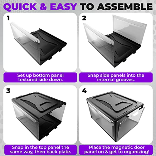 Urban Loft Premium Acrylic Shoe Boxes Stackable,Clear shoe organizer for Closet-Pack Of 1| Large sneaker storage box | Sneaker Clear Shoe Case for Sneakerheads with Drop Lid Shoe Display Case, Black