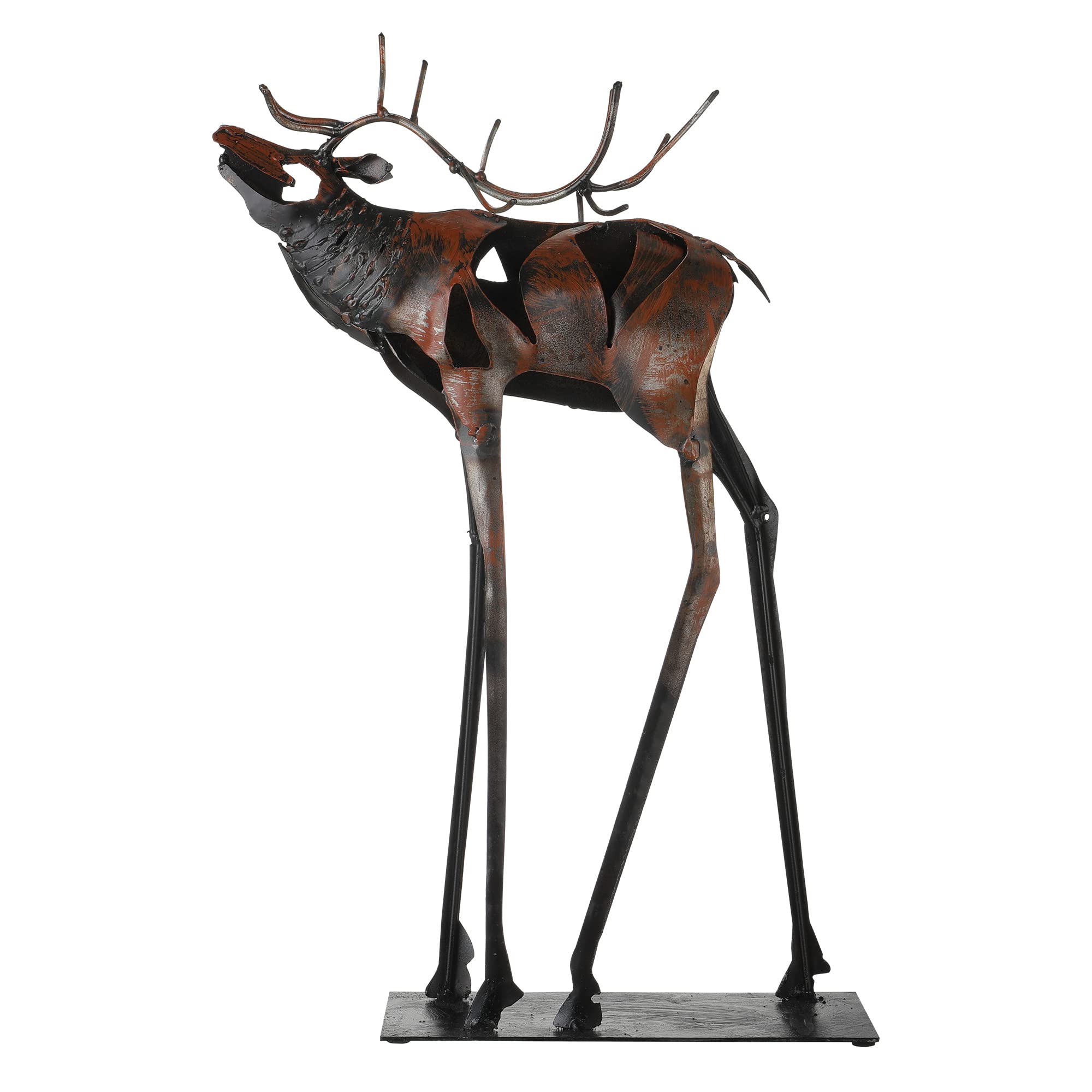 ASLUSNEY Metal Deer Statues,Elk Sculptures handicrafts Home Decor,100% Handmade Rustic Metal Crafted Reindeer Ornament Figurines Gifts for Bookshelf Office Desk & Home Decorations(Deer)