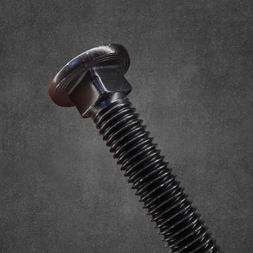 ASMC Industrial 1/4-20 x 2-1/2" Coarse Thread Grade 5 Carriage Bolt - Medium Carbon Steel for Heavy-Duty Fastening - Corrosion-Resistant Black Oxide Finish, Pack of 50