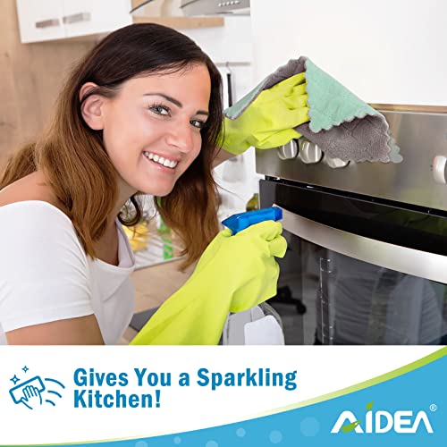 AIDEA Microfiber Cleaning Cloth -12PK, Absorbent Coral Fleece Dusting Cloths, No Odor Reusable Dish Cloth, All Purpose Premium Cleaning Rags, Washable Microfiber Cloth Fast Drying 6.3" x10.4"
