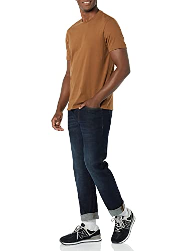 Amazon Essentials Men's Slim-Fit Short-Sleeve Crewneck T-Shirt, Pack of 2, Black/Brown, Medium