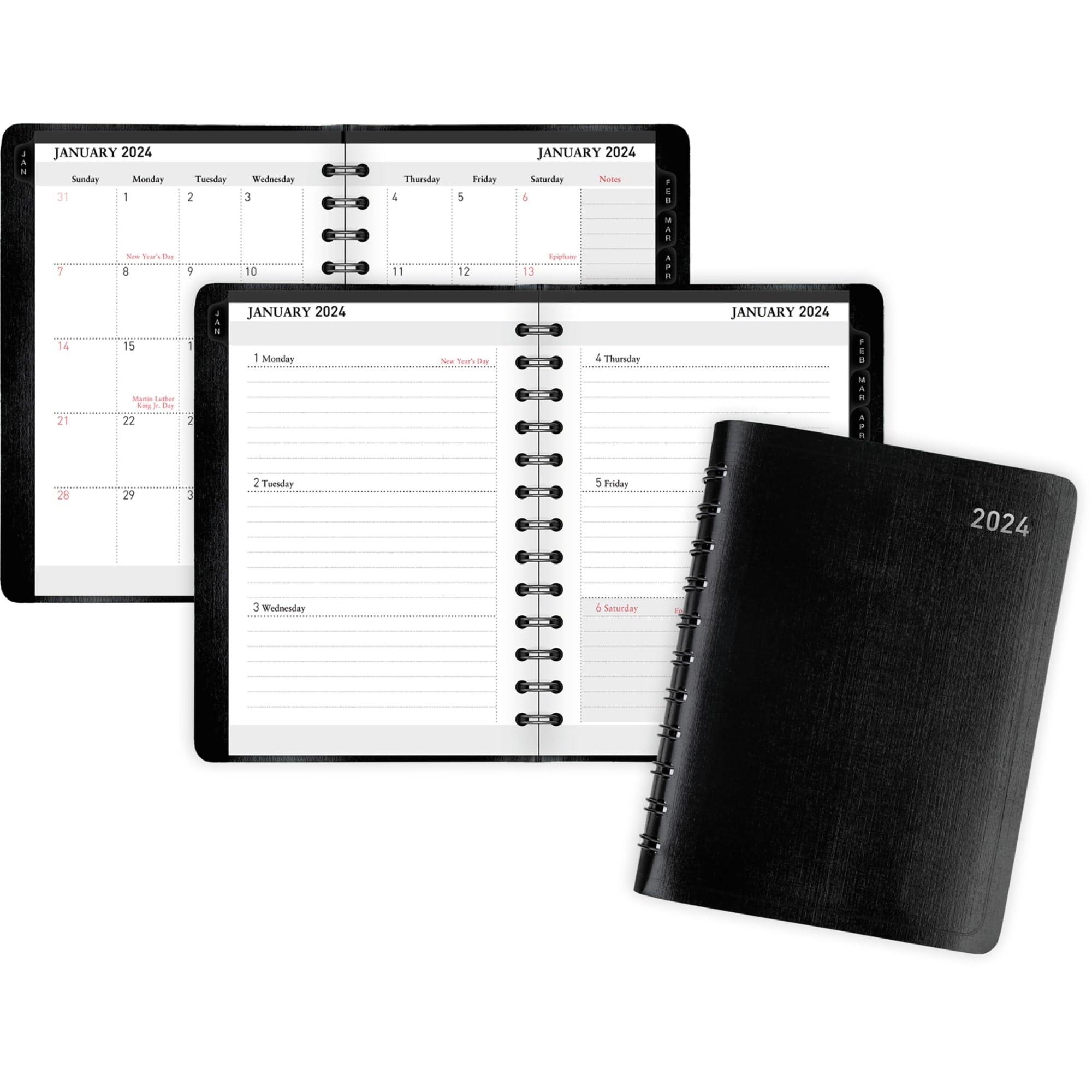 2024 Office Depot® Brand Weekly/Monthly Planner, 4" x 6", Black, January to December 2024, OD711500