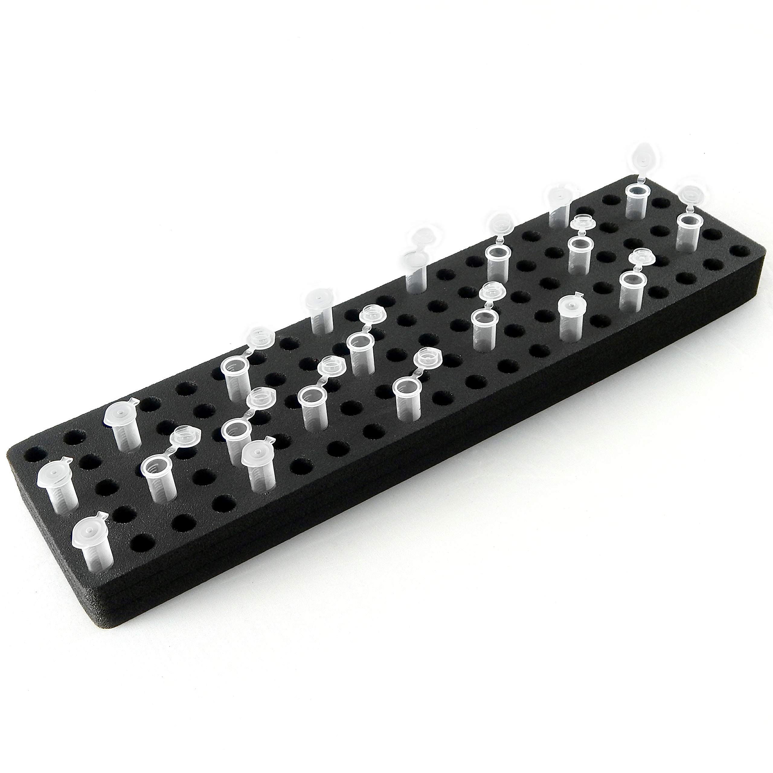 Polar Whale Microcentrifuge Tube Rack Holder for 2ml and 1.5ml Tubes Black Foam Storage Organizer Stand Lab Transport Holds 100 Tubes Fits up to 11mm Diameter