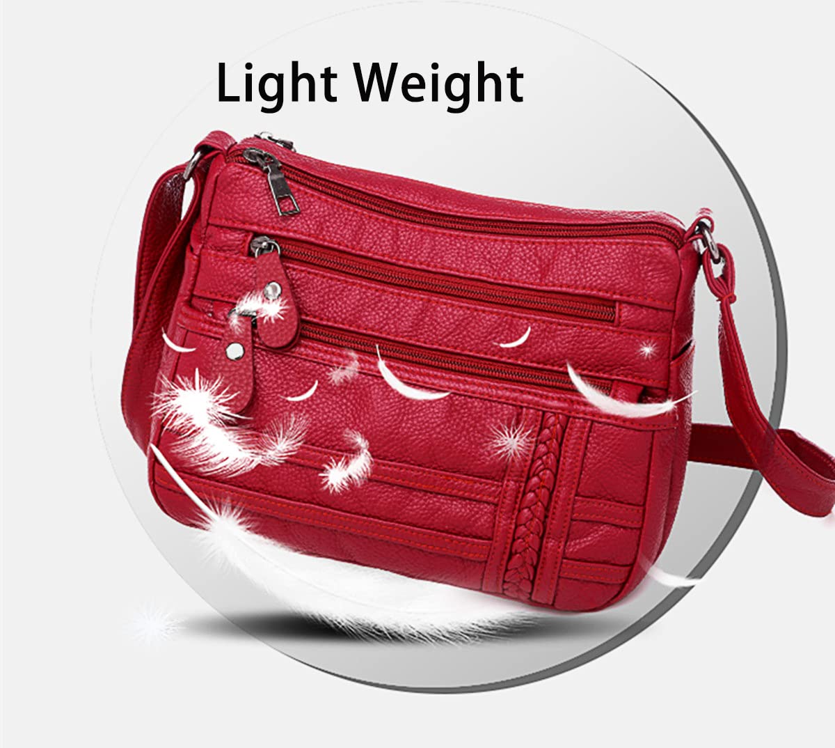 AIRUI Women Crossbody Bag, PU Leather Pocketbooks Multi Pocket Lightweight Shoulder Purse Messenger Bag - Black…