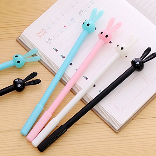 Bluelans 4Pcs Kawaii Rabbit 0.38mm Black Ink Gel Pens Stationery Office School Supplies Rollerball Pens