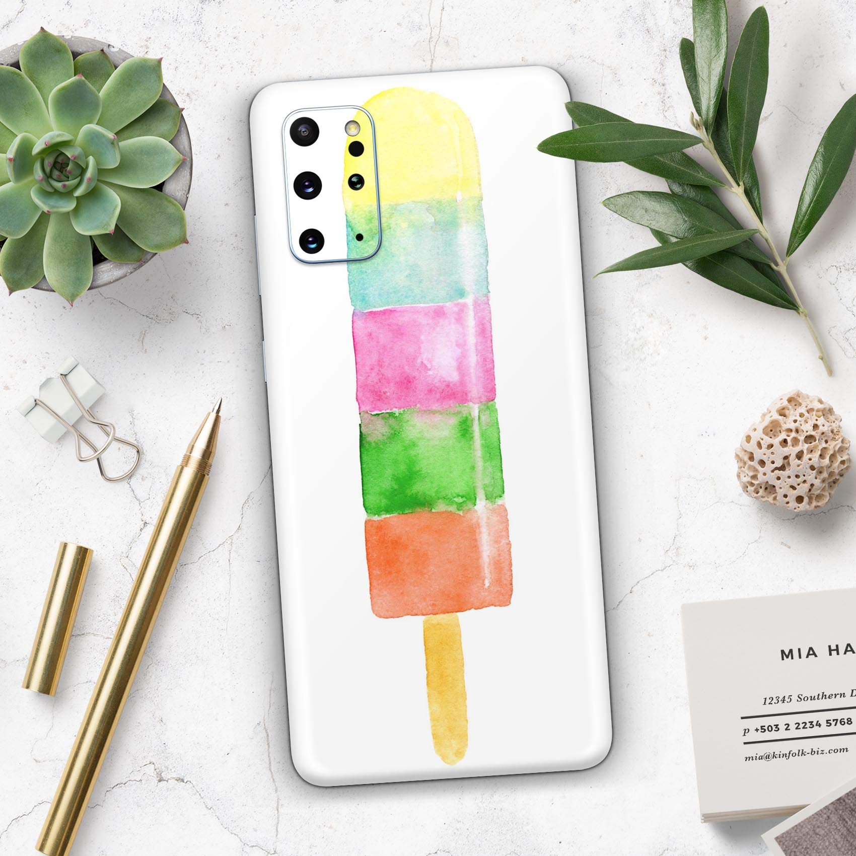 DesignSkinz Summer Mode Ice Cream V1 Protective Vinyl Decal Wrap Skin Cover Compatible with The Samsung Galaxy S20 (Screen Trim & Back Glass Skin)