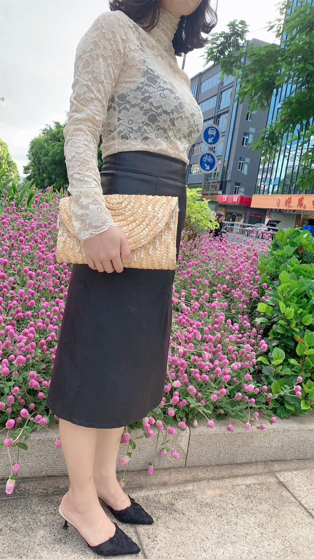 alilove Straw Clutch Bags for Women Summer Evening Handbags Bride Wedding Purse Vacation Beach Clutch Handmade Woven Envelope Wallet