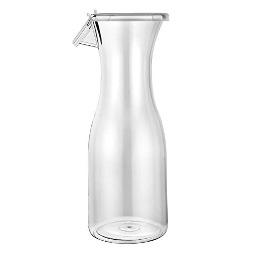 Carafe Juice Jar Beverage Decanter, Clear Acrylic Wine / Juice Decanter with Lid, 20 oz.