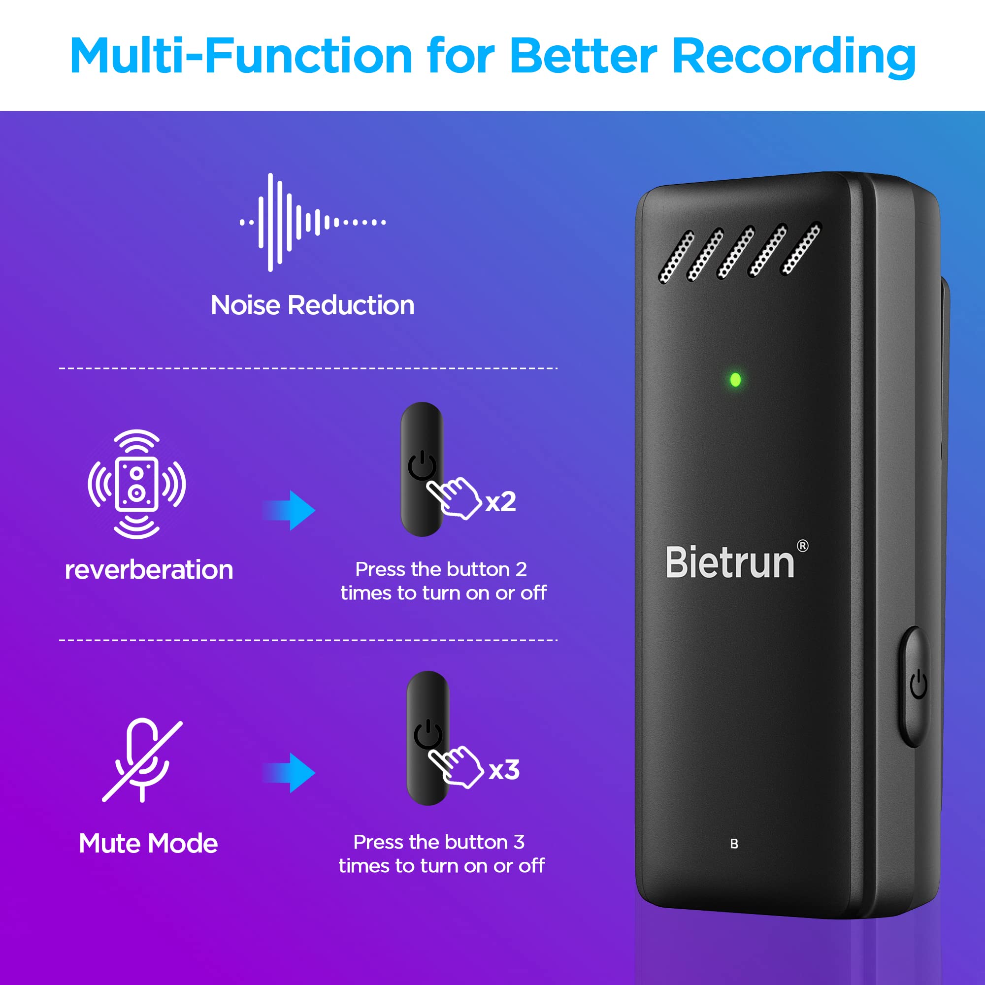 2 Pack Wireless Lavalier Microphone for iPhone iPad Only, 24H Working, Bluetooth Microphone for iPhone with Charging Case, Plug-Play, 65 FT Wireless Lapel Microphone for Video Recording,YouTube,Tiktok