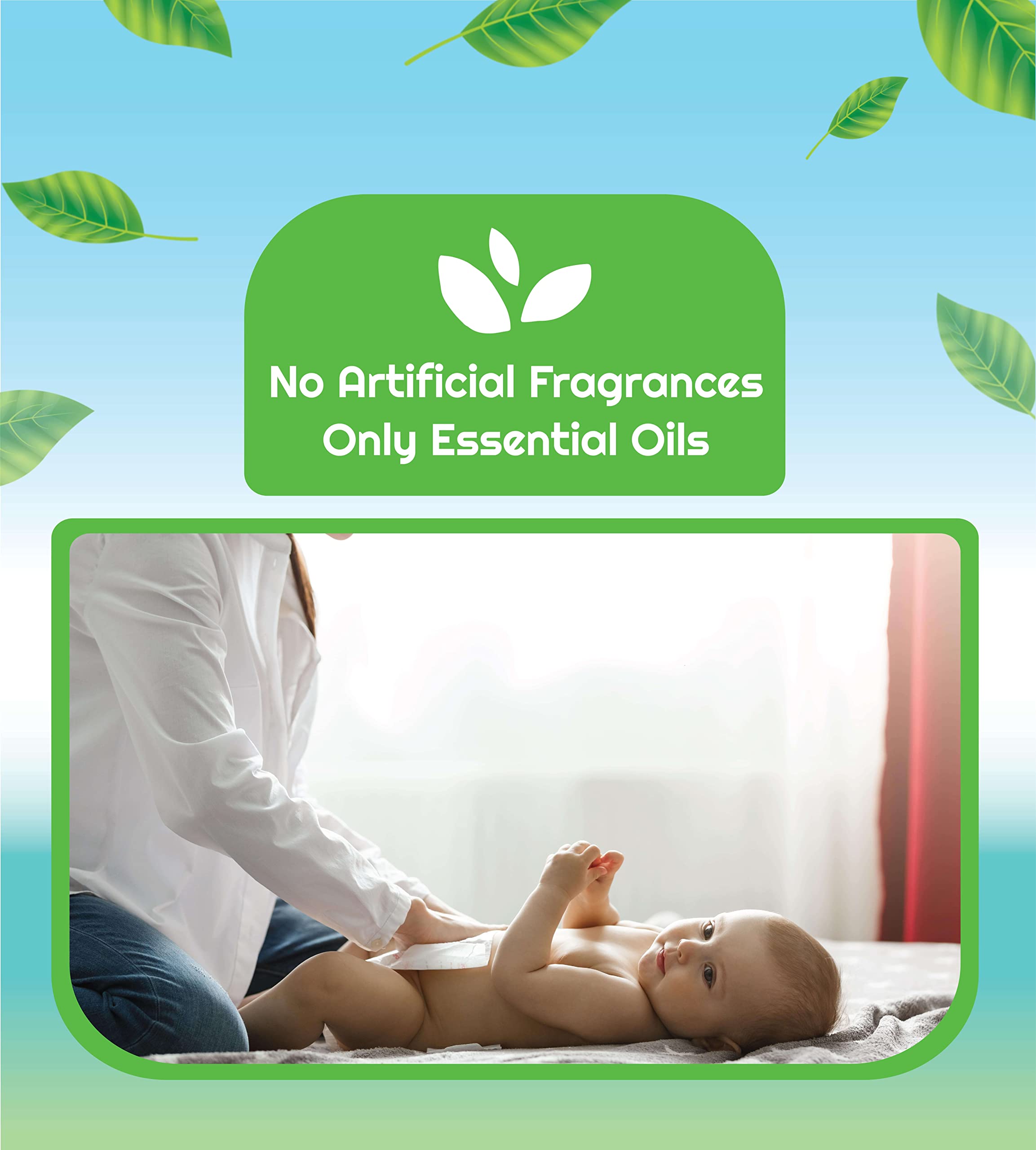 Clearly Herbal Baby Wipes, made with Essential Oils and Natural Herbal Extracts, Parent's Choice, Case Pack 864 Plant Based Wipes (12 Packs x 72 Count)