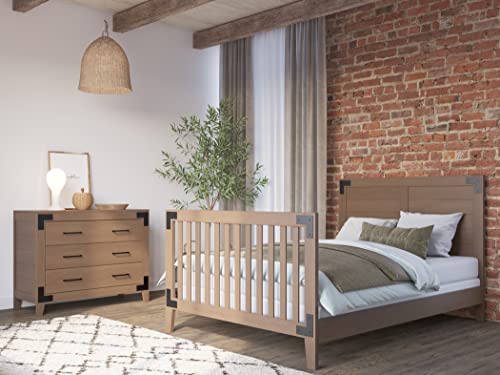 Child Craft Lucas 2-Piece Nursery Set with 4-in-1 Convertible Crib and 3 Drawer Dresser, Rustic, Modern Farmhouse (Dusty Heather)