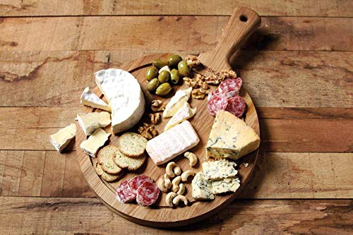 Boska Wooden Serving Cheese Round Board - Holland Life Best For Cheese, Tapas, Bread, and Desserts Presentation - Board Slab with Non-Slip Feet - Cutting and Charcuterie Board
