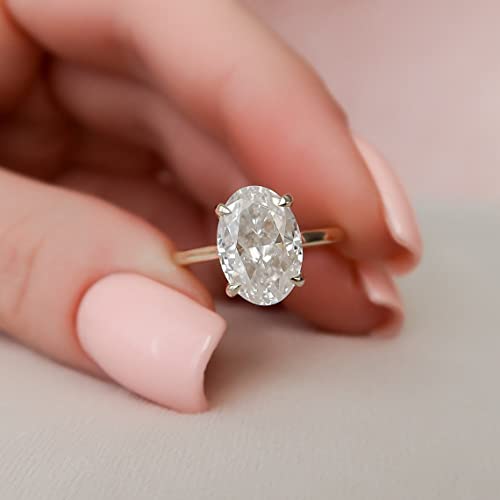 3 CT Oval Engagement Ring, Hidden Halo Moissanite Engagement Ring in 14K Yellow Gold, Ring Size - 6.5