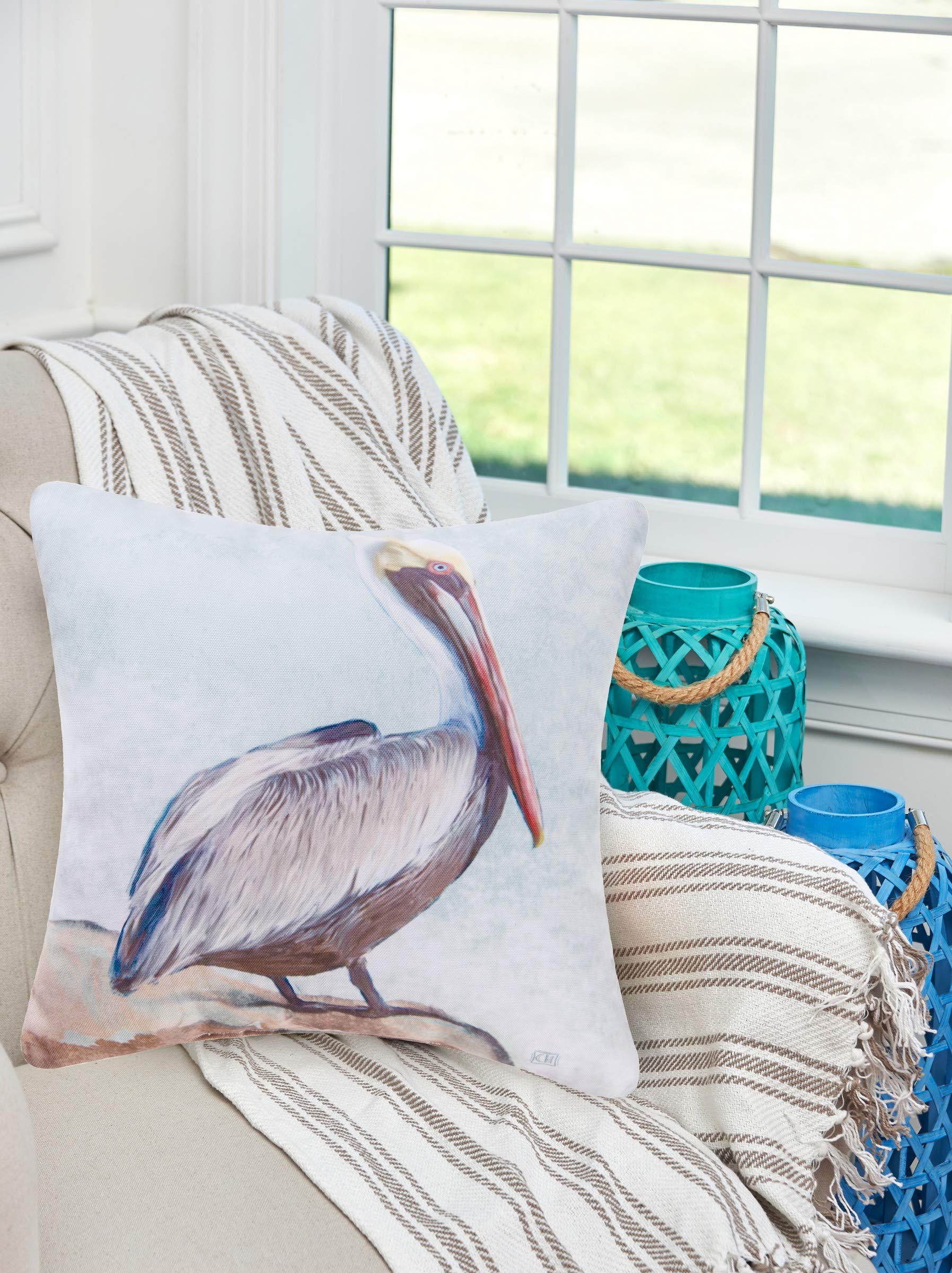 C&F Home Pelican by The Ocean Coastal Premium Indoor/Outdoor Pillow Patio Decor Decoration Accent Throw Pillow 18" x 18" Pelican