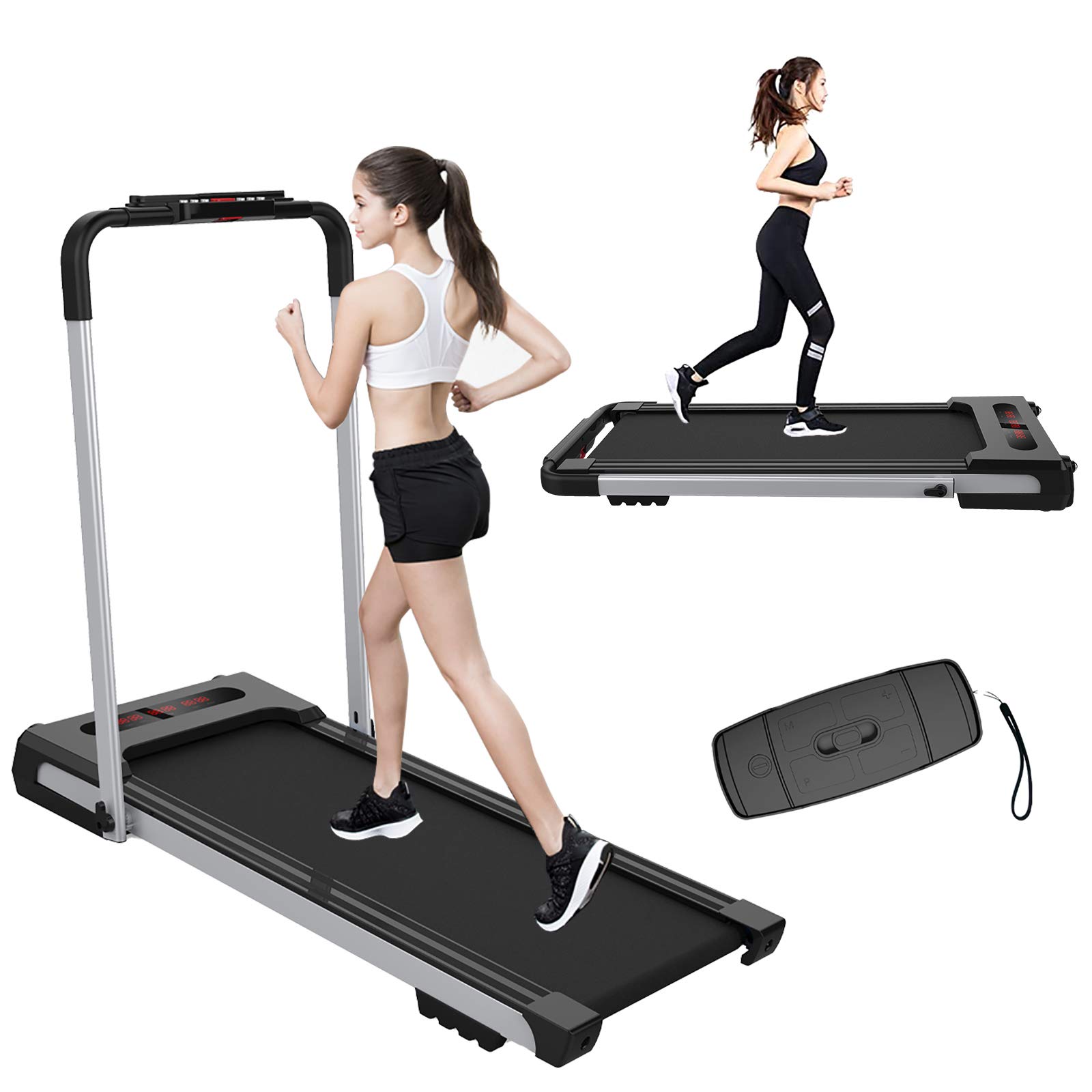 2 in 1 Folding Treadmill for Home,1.5HP Under Desk Electric Treadmill,Foldable Portable Treadmill for Running and Walking Exercise Machine with LED Display and Remote Controller(Installation-Free)