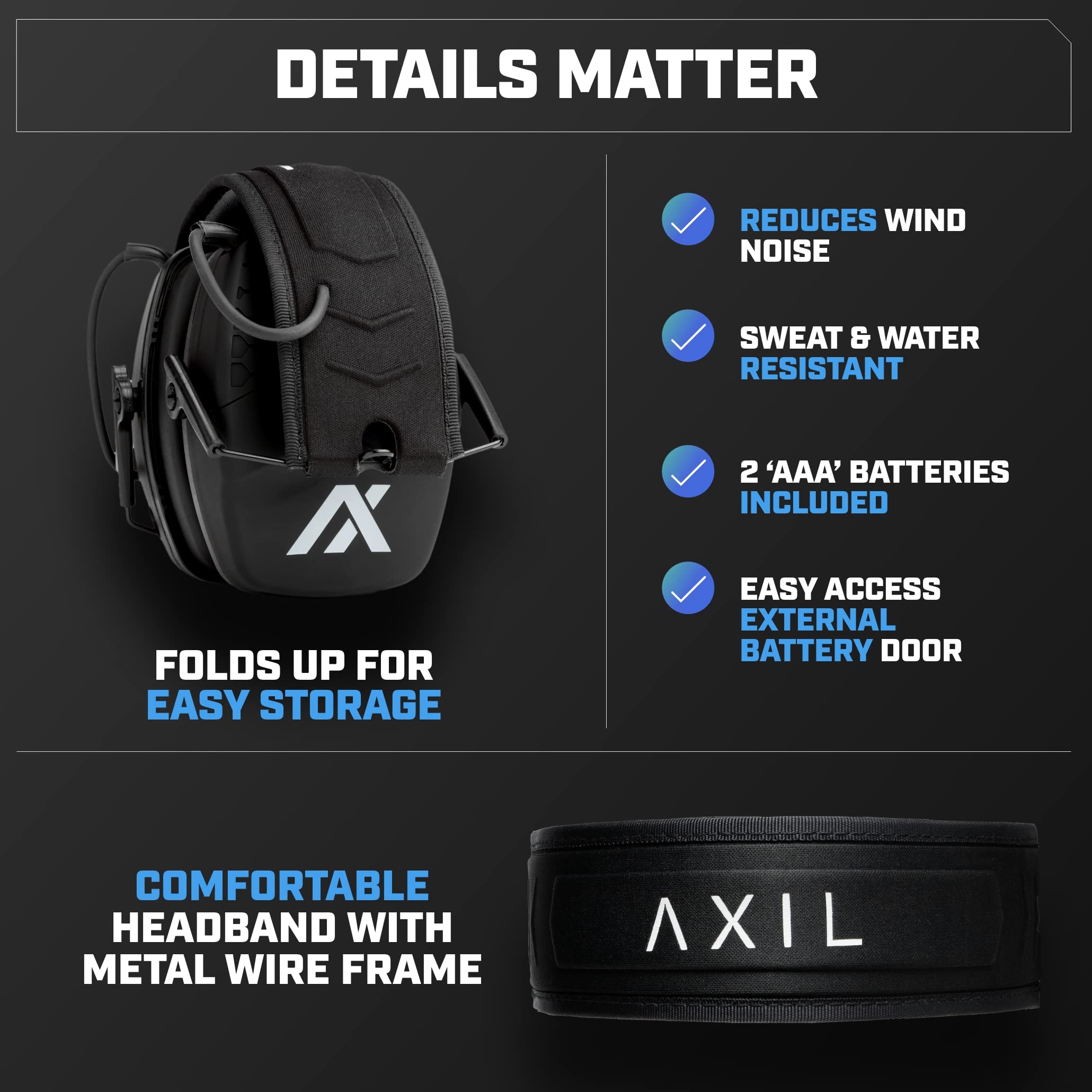 AXIL TRACKR Noise Cancelling Ear Muffs – Mowing, Construction, & Shooting Ear Protection – Comfortable Ear Muffs for Noise Reduction – Sweat & Water Resistant Ear Protection for Shooting