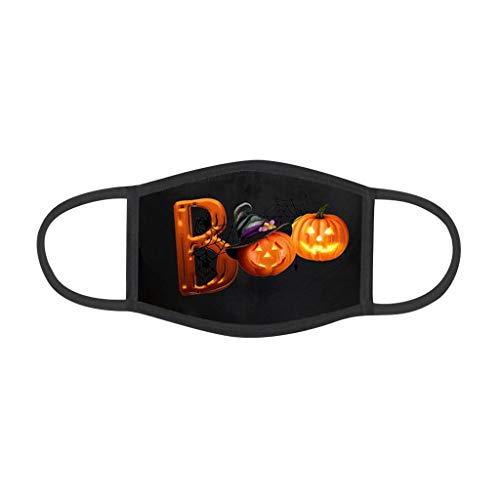 LuluZanm Halloween Printed 3PCS Face Covering,Cloth,Cotton,Headwear, Quick-Drying, Dust Mouth Covering(Black,One Size