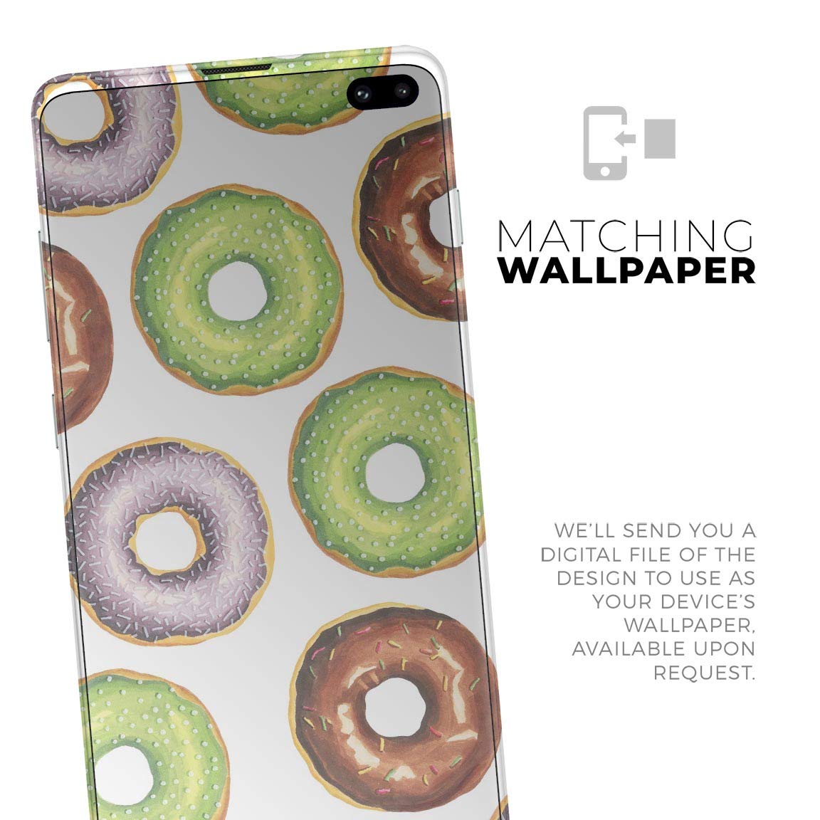 DesignSkinz Yummy Donuts Galore Protective Vinyl Decal Wrap Skin Cover Compatible with The Samsung Galaxy S20 (Screen Trim & Back Glass Skin)
