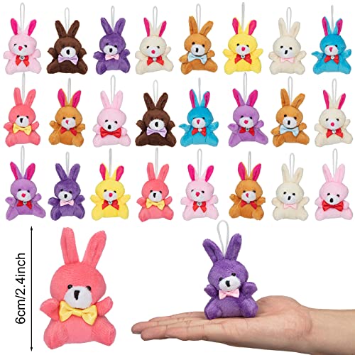 24 Pcs Filled Easter Eggs with Plush Bunny,Colorful Easter Eggs Prefilled with Plush Bunnies,Plush Animals Stuffed Toy for Kids Toddlers Easter Egg Hunt,Easter Basket Stuffers and Easter Party Favors