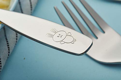 ANNOVA Kids Silverware 12 Pieces Children's Safe Flatware Set Stainless Steel - 12 x Children Safe Forks, Toddler Utensils, Metal Cutlery Set Engraved