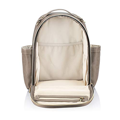 Itzy Ritzy Mini Diaper Bag Backpack β Chic Mini Diaper Bag with Changing Pad, 8 Total Pockets (4 Internal and 4 External), Grab-Top Handle and Rubber Feet (Vanilla Latte)