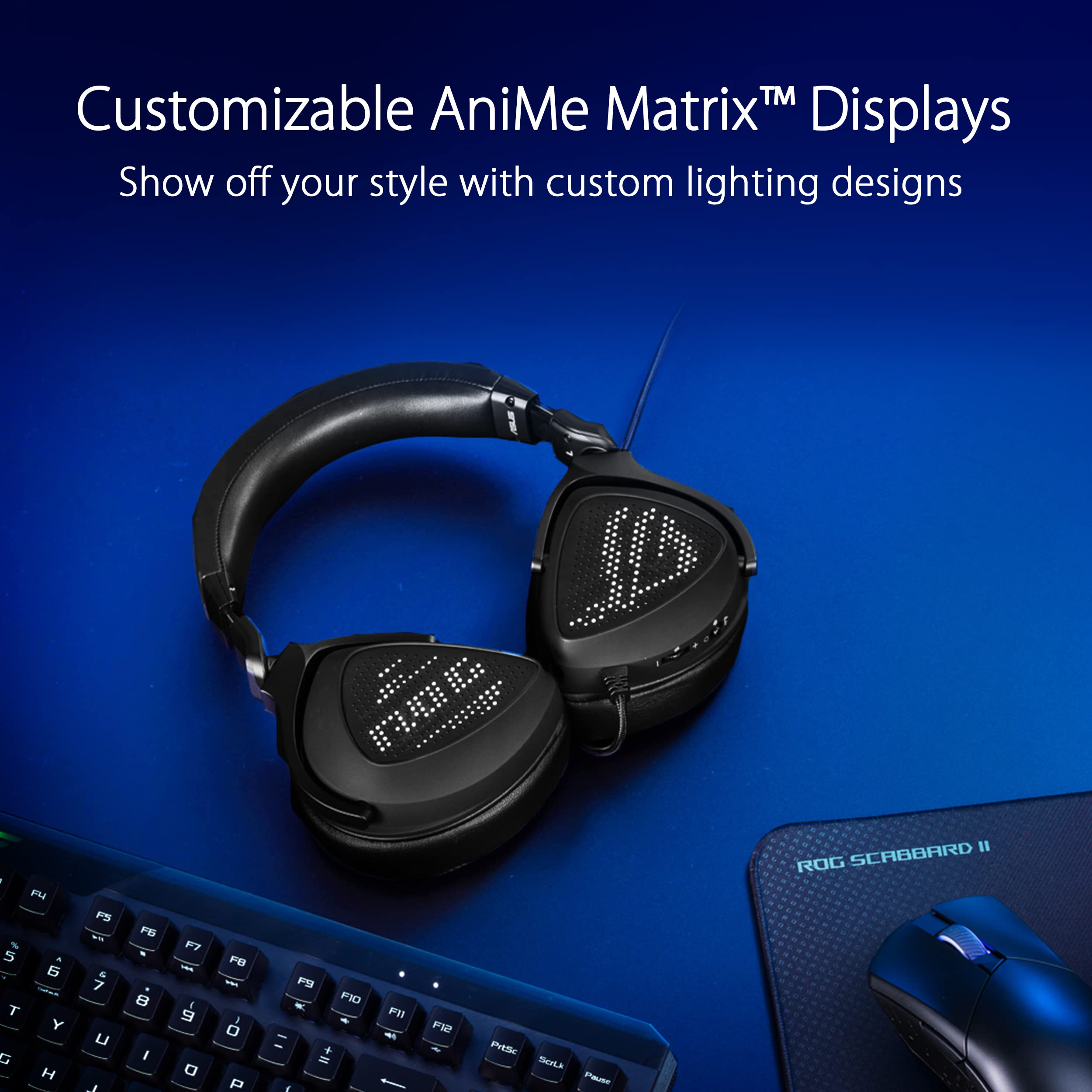 ASUS ROG Delta S Animate Gaming Headset | Customizable AniMe Matrix LED Display, AI Noise-Canceling Mic, Hi-Res ESS 9281 Quad DAC, Lightweight, USB-C, For PC, Mac, PS5, Switch and Mobile Devices,Black
