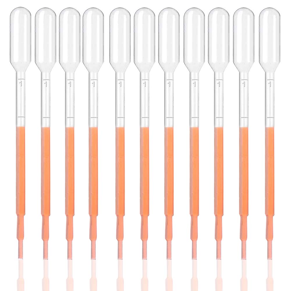 Ostrat 100PCS 1ML Disposable Plastic Pipette with Scale,Transfer Pipettes Dropper for Scientific Labs Experiment,Measuring, Watering, Dispensing