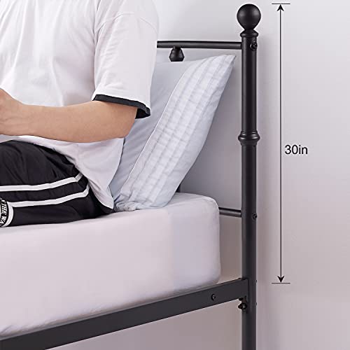 VECELO Queen Size Bed Frame Metal Platform Mattress Foundation/Box Spring Replacement,with Headboard & Footboard/Easy Assemble,Black