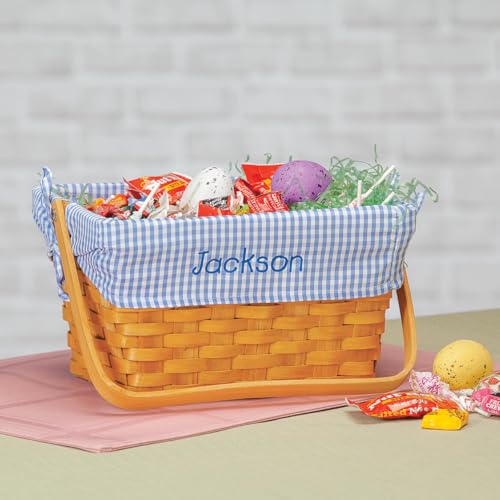 Fox Valley Traders Personalized Blue Gingham Wicker Easter Basket