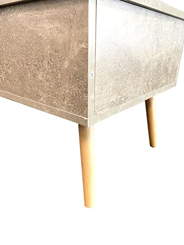 Aline Lift-Top Convertible Coffee Table with Wooden Legs (Gravel Grey)