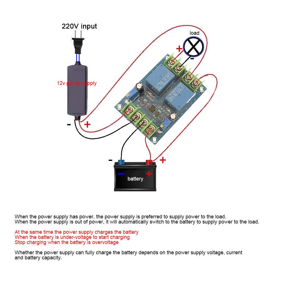DC 12V 10A Automatic Power Switching Module, Backup Battery Switching Module, Emergency Power Supply Charging Controller