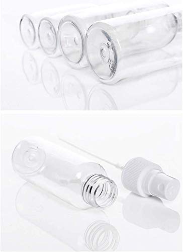 ALINK Spray Bottle, Empty Plastic Clear Small Travel Bottles with Fine Mist Sprayer for Cleaning Solutions and Essential Oils, 30 ml (1 oz.) Pack of 6 Plus Cleaning Cloth and Dropper