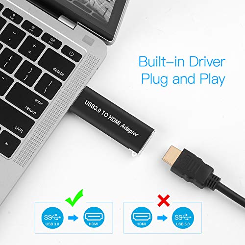 DYSYXD USB to HDMI Adapter USB 3.0 to HDMI for HDTV/Monitors/Projectors 1080P USB 3.0 to HDMI Audio Converter Compatible with Windows 10
