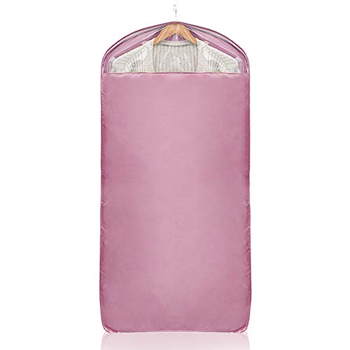 Luxury Silky Garment Bag Zippered Closet Storage Organizer for Suits Dress Coat Clothes Carry Cover Travel Cover (pink)