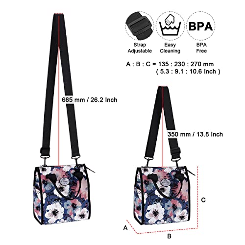 Lunch Bag Cooler Bag-Insulated Lunch Box Water-resistant Thermal Container Lunch Cross-body Tote Bag for Work/Park/Picnic/Beach