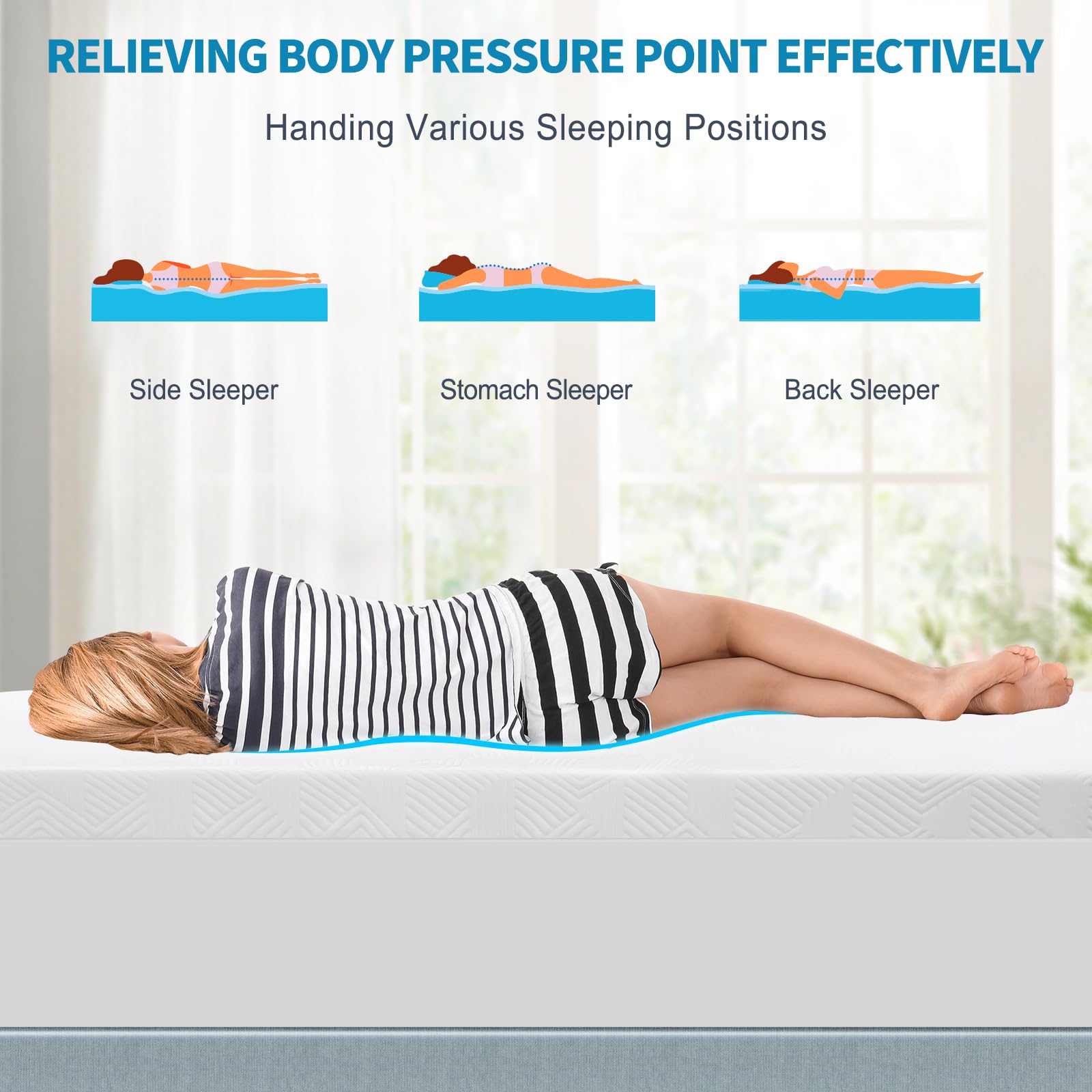 3 Inch Gel Memory Foam Mattress Topper Queen Size, High Density Memory Foam Mattress Pad Cover with 8-21" Deep Pocket for Pressure Relief, Pillow Top with Removable Viscose Made from Bamboo Cover