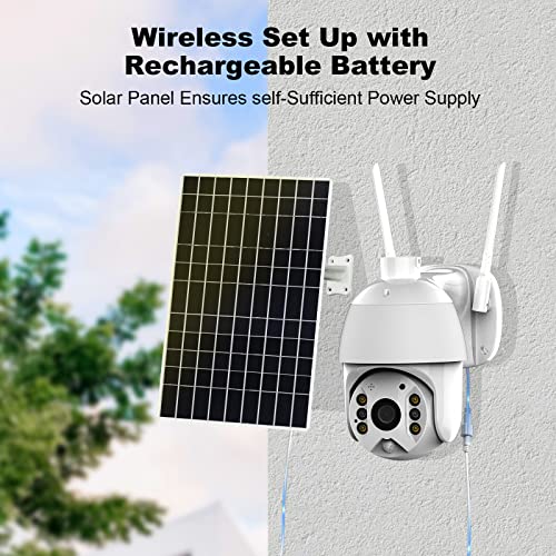FUVISION Security Camera Wireless Outdoor, Solar Powered 2.4G WiFi 360° View Pan Tilt Spotlight Home Security System with 1080P Night Vision, 2-Way Talk, Color Night Vision, Motion Detection