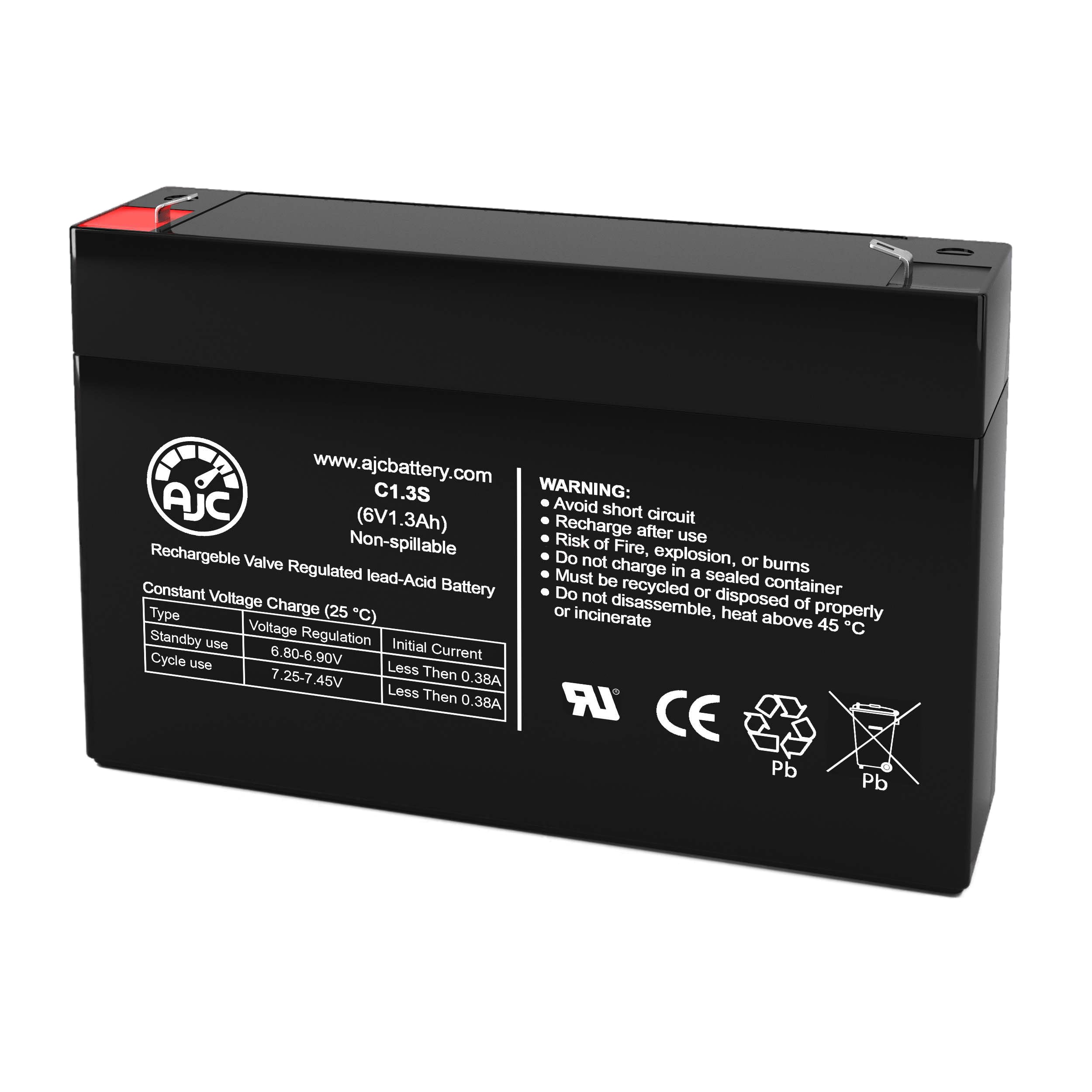 AJC Battery Compatible with Leoch DJW6-1.2 6V 1.3Ah Sealed Lead Acid Battery