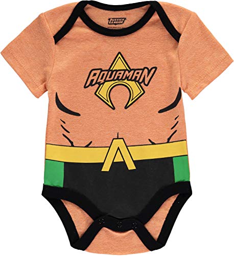 DC Comics Baby Boys Newborn 5 Infant Pack Short Sleeve Bodysuit Flash Superman Batman Aquaman Green Lantern Baby 0-3 months